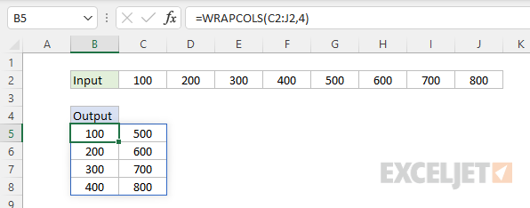 Excel WRAPCOLS function | Exceljet